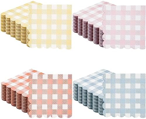 Amazon.com: Fulmoon 100 Pack Gingham Pastel Checkered Napkin 2 Ply ...