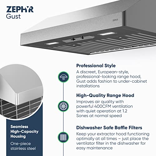 Snapklik.com : Zephyr Gust Under Cabinet Ducted Range Hood 30 Inch ...