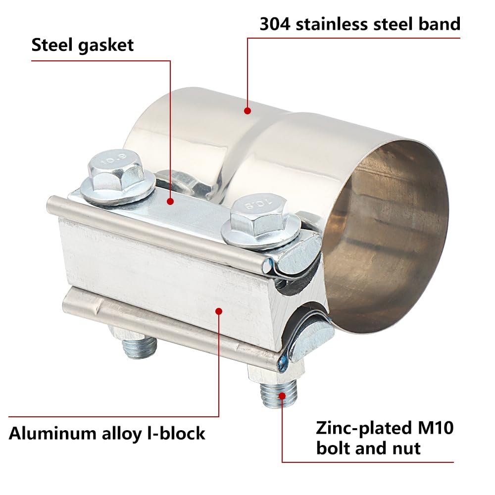 Snapklik.com : 2.25 Inch Exhaust Clam,2 Pcs Lap Joint Band Exhaust ...