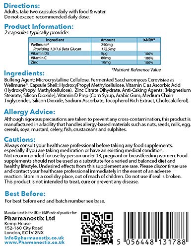 Beta Glucans Immune Support Supplement with Wellmune 60 Capsules ...