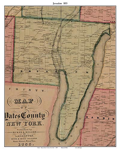 Amazon.com: Jerusalem 1855 Old Town Map with Homeowner Names New York ...
