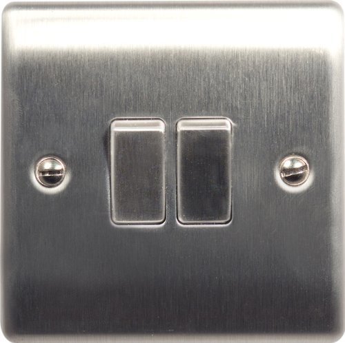 Masterplug NBS42 10 A 2-Gang 2-Way Metal Brushed Steel Light Switch by ...