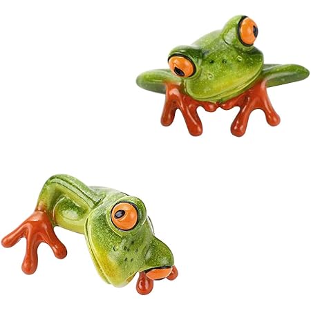 2 Pcs Funny Resin Frogs Decor, 3D Creative Craft Animal Frog Figurine ...