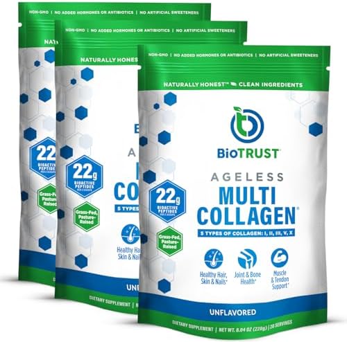 Amazon.com: BioTrust Ageless Multi Collagen Peptides Powder – 5 Types ...