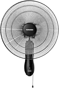 مروحة حائط 41 سم بـ4 ريشة بلاستيكية و3 سرعات سوداء اللون من تورنيدور TSF-16W، 8.0 واط : Amazon ...