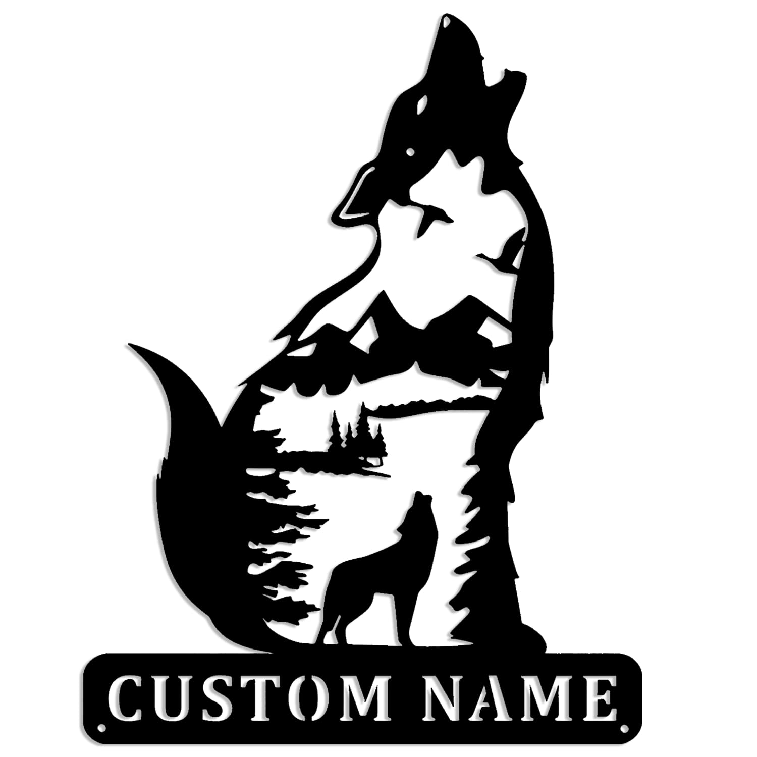 Amazon.com: Custom Mountain Wolf Metal Wall Art,Custom Howling Wolf ...