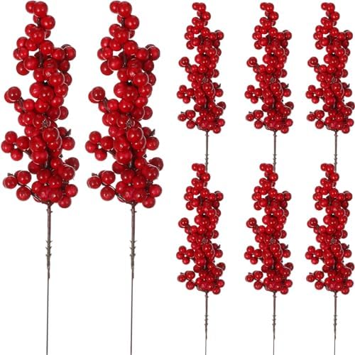 35 Pack Christmas Tree Decorations,9 inch Artificial Red Berry Stems ...