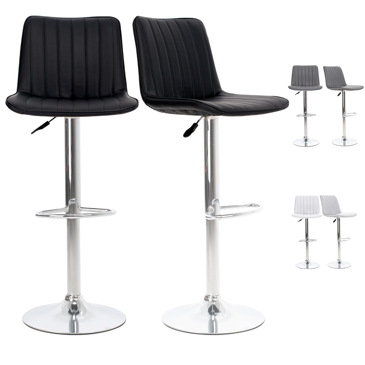 SELECTSHOP Set de 2 Bancos para Bar De Vinipiel con Rayas Taburetes De ...