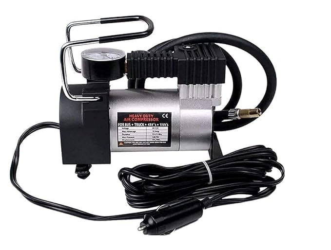 Heavy Duty Metal Electric Car Air Compressor with Pressure Gauge, 12V ...