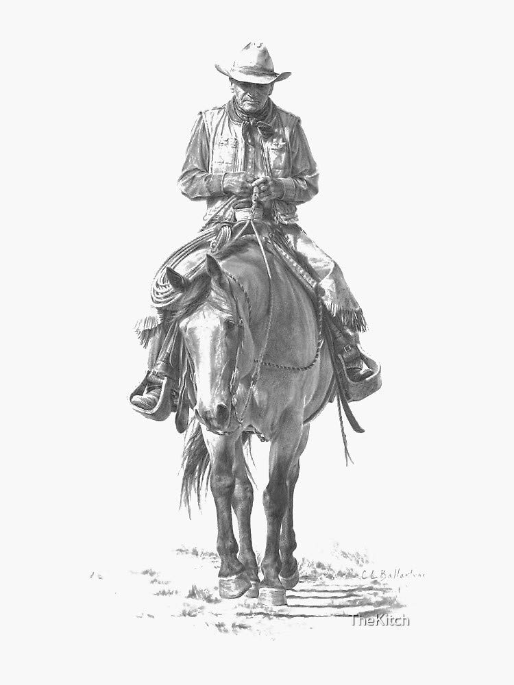 Cowboy Riding Horse Drawing