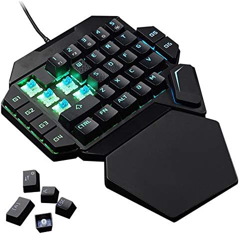 Amazon.co.jp: Gaming Keyboard, Left Hand Keypad, Mechanical, Blue Axis ...