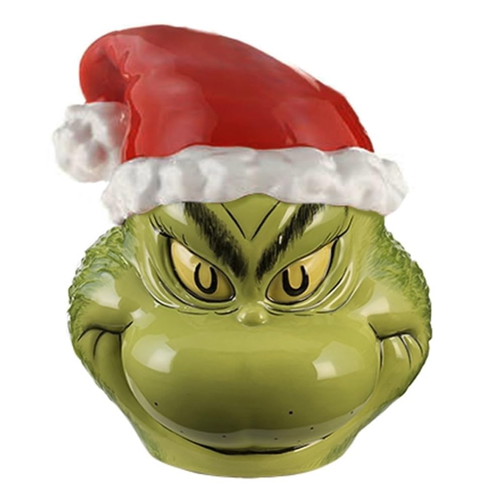 Bioworld The Grinch Character Head With Santa Hat Sculpted Ceramic ...
