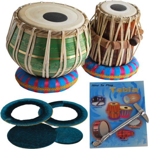 Sai Musical Sheesham Wood TB-0105 Hand Made Brass Tabla Set Gold Color ...