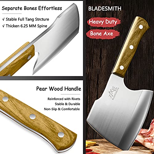 BLADESMITH Meat Cleaver Butcher Axe Bone Chopper Heavy Duty – 6.3” Bone ...