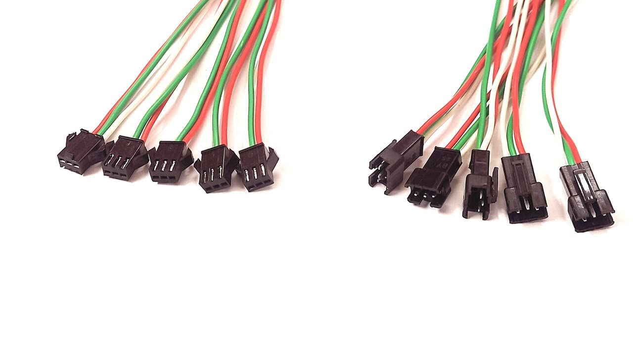 ESPtronics 5 Pair JST Connector Wire Male and Female 3 Pin Locking Type ...