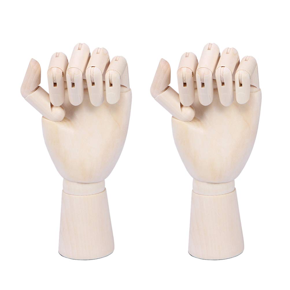 Buy Exceart 2pcs Manikin Hand Models Wooden Drawing Finger Hands ...