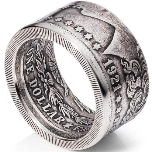 Amazon.com: 1921 Morgan Silver Dollar Ring | Silver Coin 'Heads' Design ...
