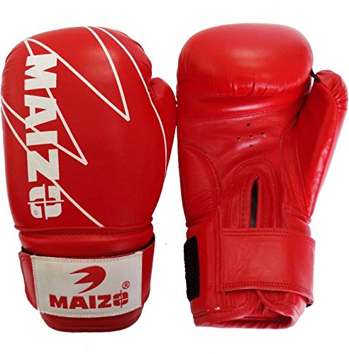 Maizo Competition Style Leather Moulded 8 Oz Boxing Gloves (S, Red ...