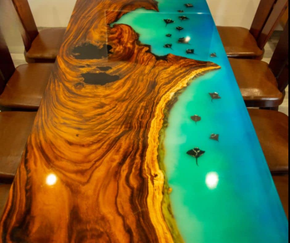 Amazon.com: Ocean Table, Coffee Table, Flock of Rays Swimming Resin ...