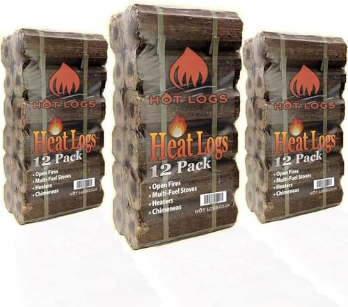 Topline High Energy Heat Logs - Pack of 36 Ultra Dry Compressed Wood ...