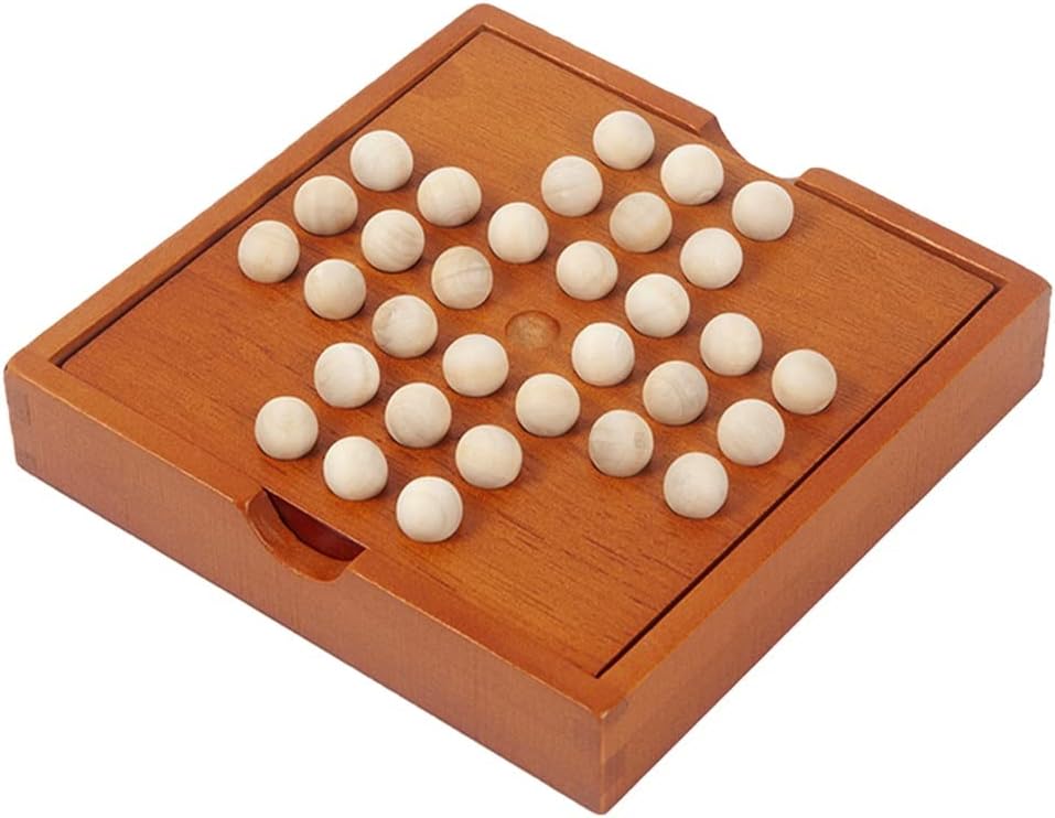 Amazon.com: Solitaire Games Marble Board Game Set with Board & 33 Wood ...