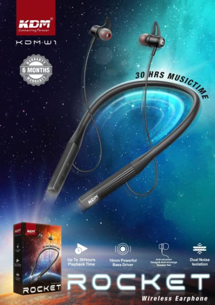 KDM W1 Rocket 30 HRS Music time Neckband Bluetooth Headset : Amazon.in ...