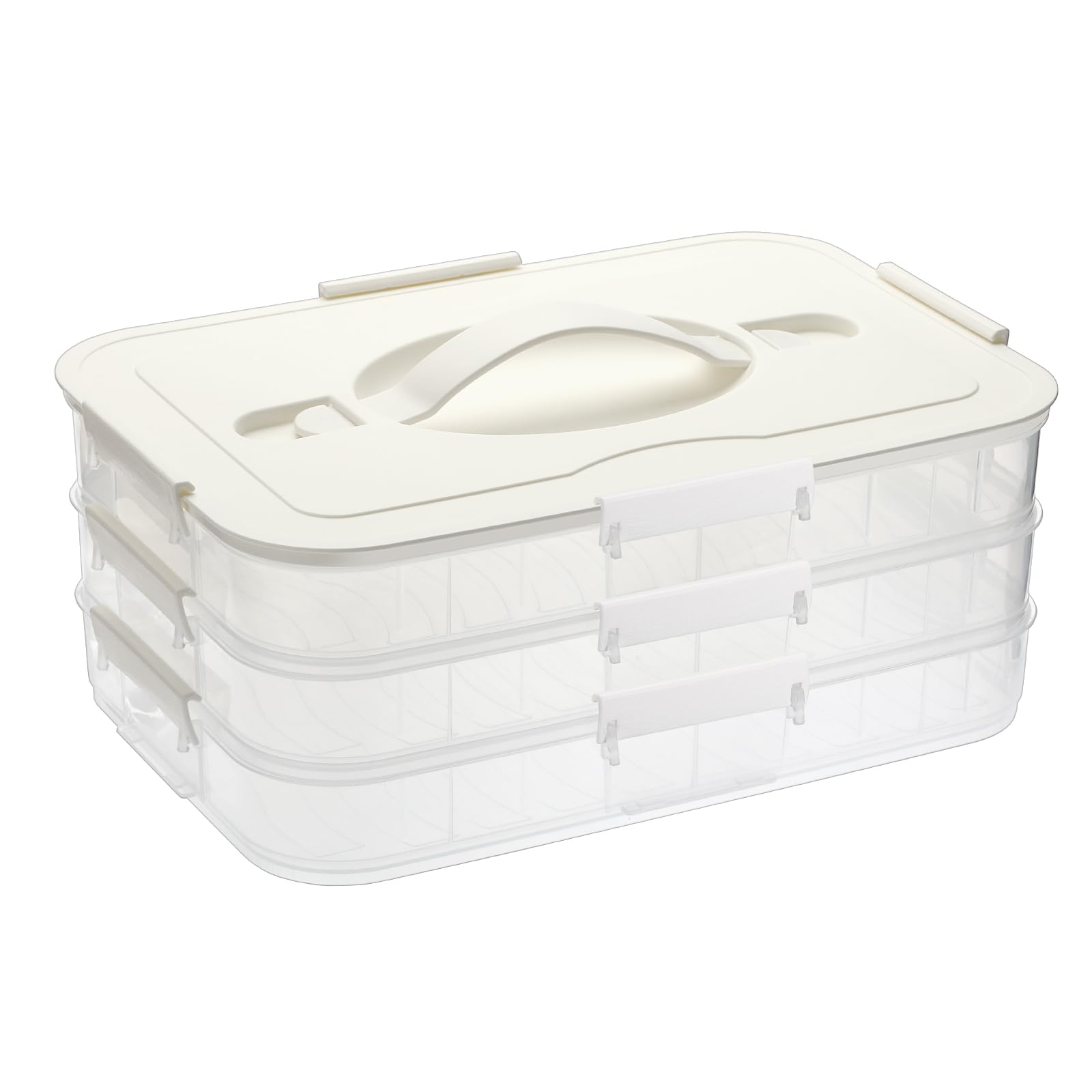 BSTKEY Plastic Cookie Storage Container Snack Storage Box, 3-layer ...