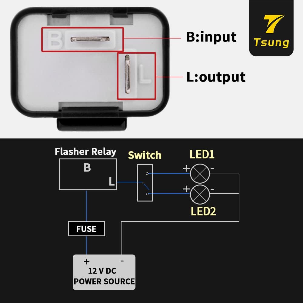 Buy TSUNG LED Flasher Relay 2 Pin Adjustable Motorcycle Turn Signal ...
