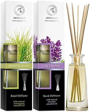 Amazon.com: Reed Diffuser Lemongrass and Lavender - 2x3.4 Fl Oz - Reed Diffuser - Room Fragrance ...