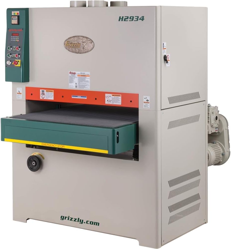 Grizzly Industrial H2934-37" 20 HP 3-Phase Double-Head Wide-Belt Sander ...