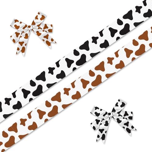 Amazon.com: Whaline 2 Rolls Cow Print Ribbon 10 Yards 0.4 Inch Pink and ...