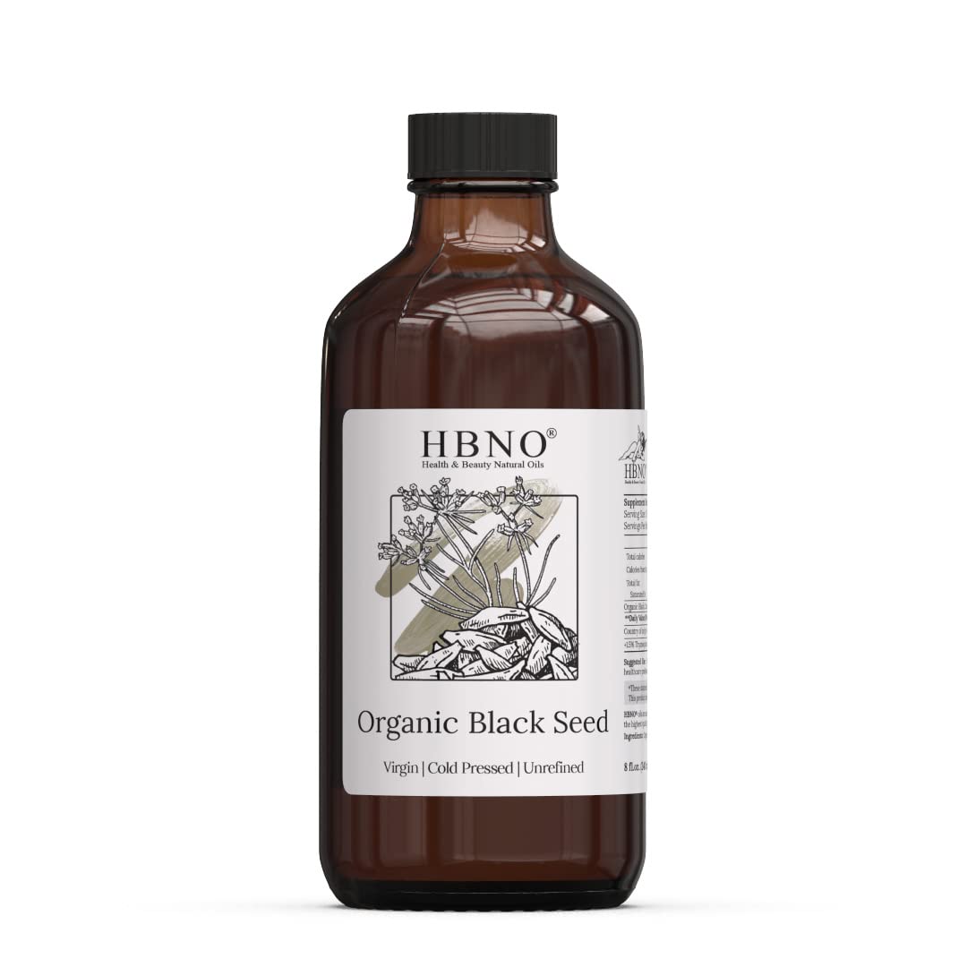 Amazon.com: HBNO Organic Black Seed Oil Liquid 8 oz (240ml) - USDA ...