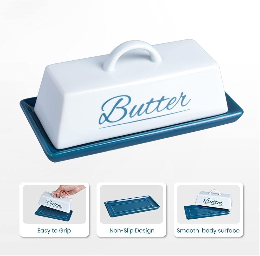 Dish Ceramic Butter Tray Holder Butter Keeper Butter dish with Lid for ...