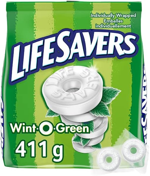 LIFE SAVERS, Wint O Green Individually Wrapped Candy Mints, Sharing Bag ...