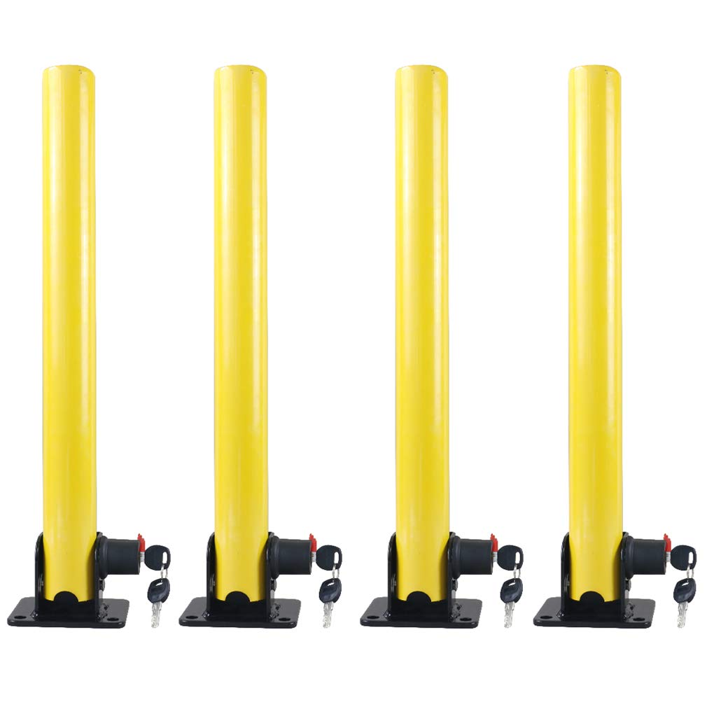 Oklead Folding Parking Bollard Lock - 4 Pcs Parking Post Fold Down Post ...