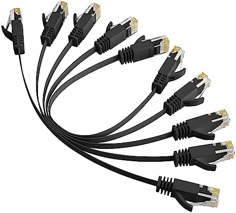 Elecan Cat 6 Flat Ethernet Cable 0.6 Ft/5 Pack, High Speed Slim Short ...