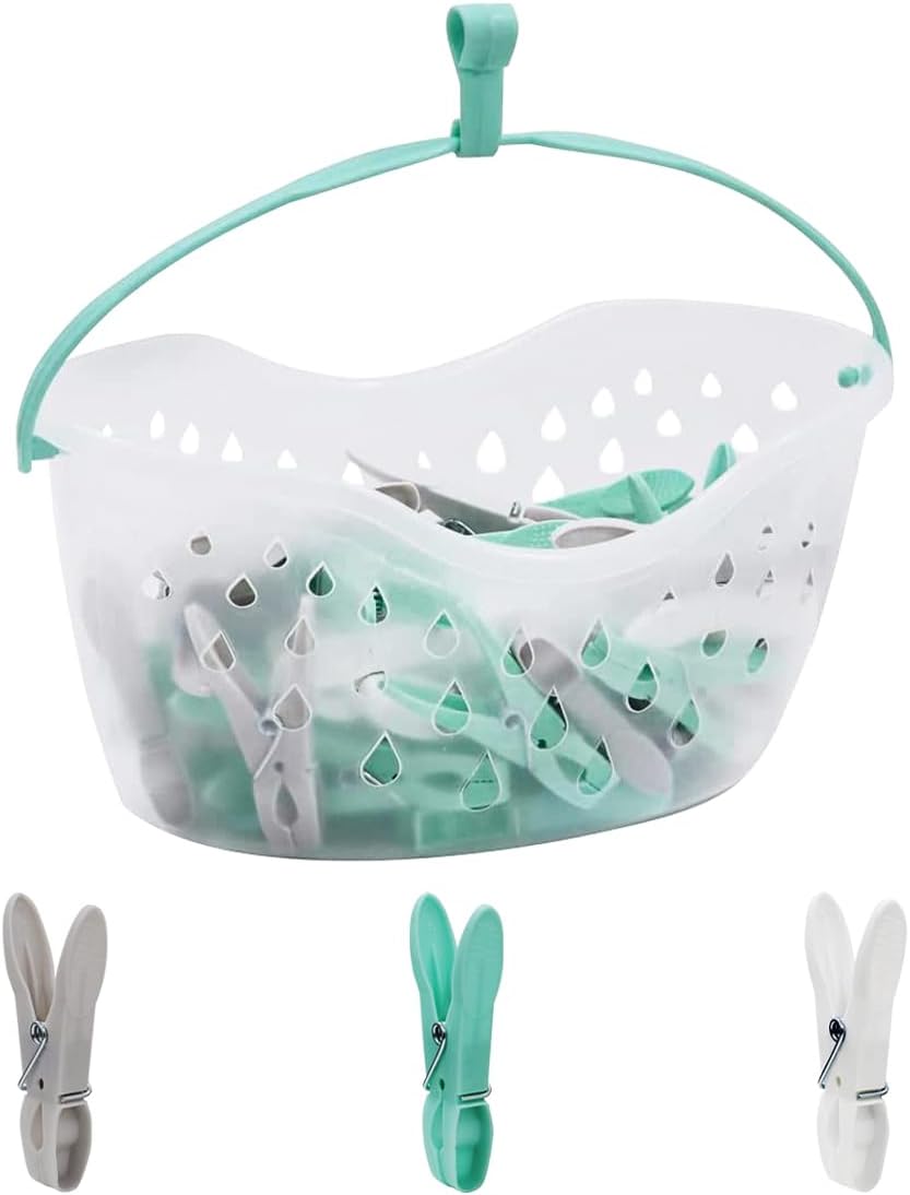 Flatro 36 Pegs for Washing Line with Hanging Basket | Heavy Duty ...