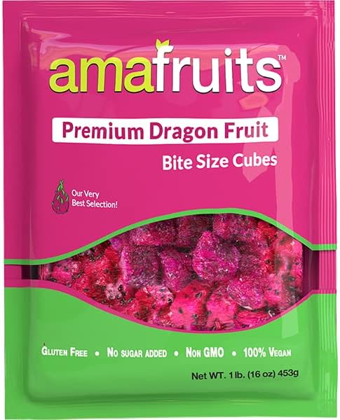 Amazon.com: Amafruits Dragon Fruit (Pitaya) Bite Size Cubes - 16oz bag ...