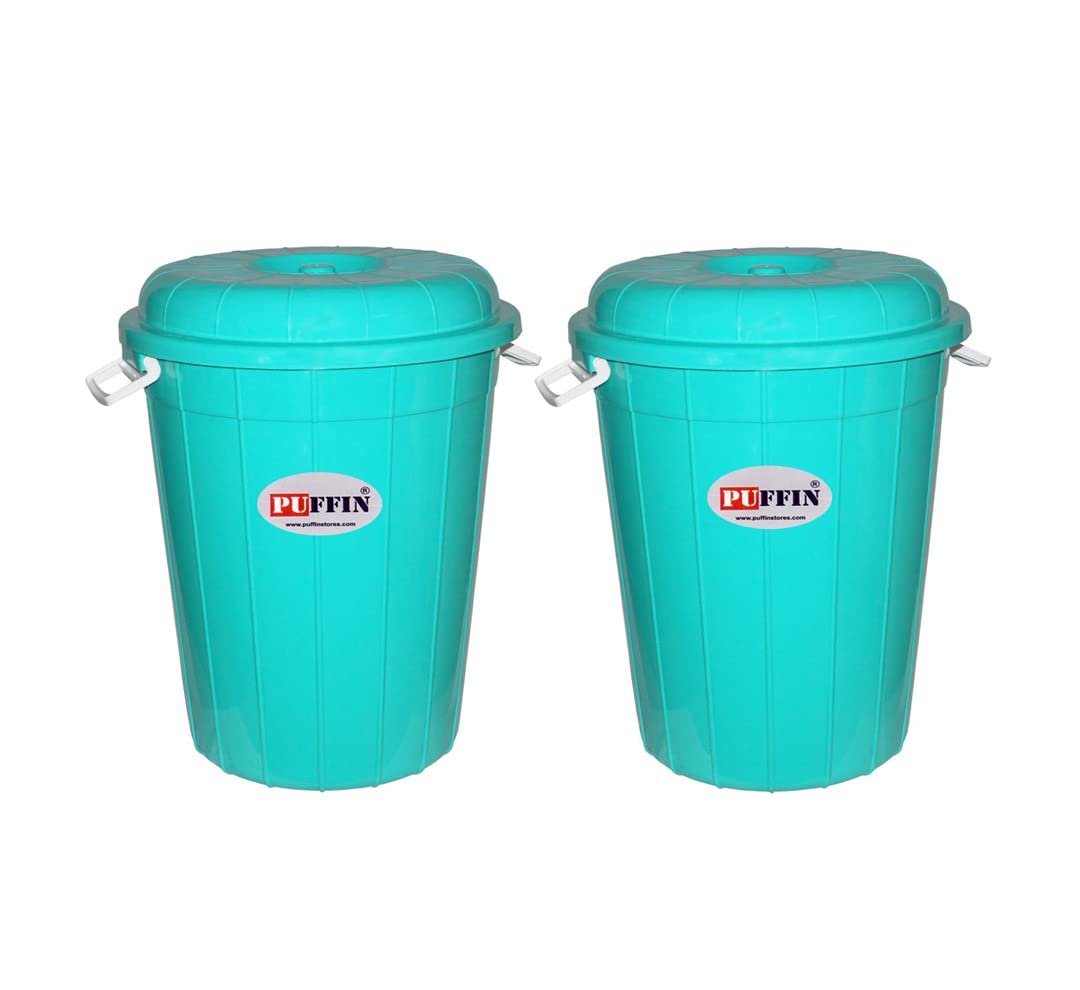 PUFFIN Multipurpose Plastic Storage-Bucket Drum (50ltr Pack of 2) Green ...