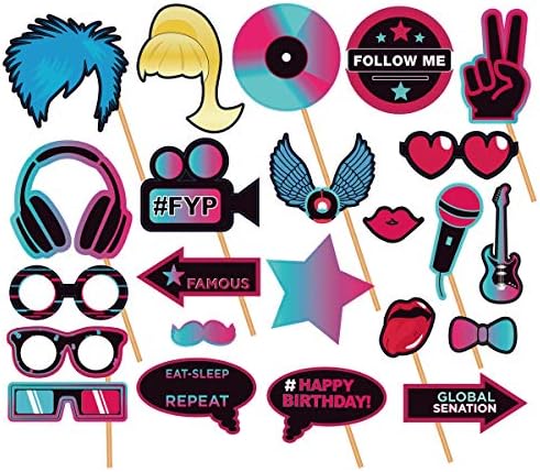 Amazon.com: 23Pcs Photo Booth Props for TIK Tok,Music Theme Party ...
