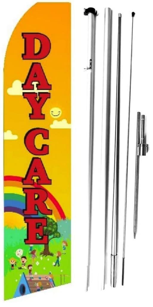Amazon.com : OnPoint Wares Daycare Flag Only Red Lettering with Poles ...
