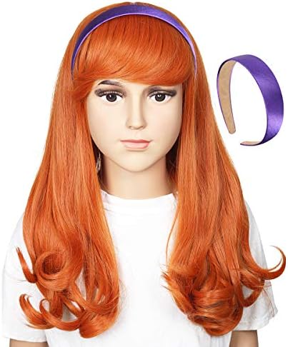 Amazon.com: ColorGround Kid Size Orange Wavy Cosplay Wig with Purple ...