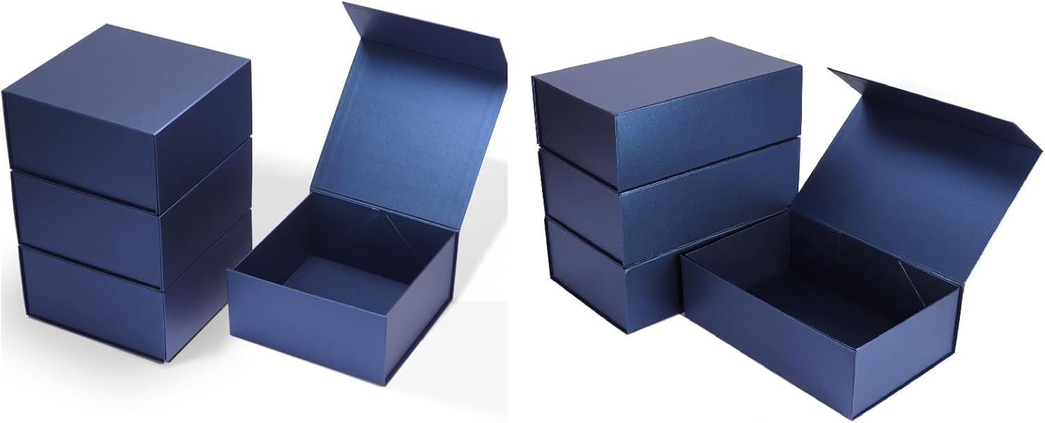 Amazon.com: Ditwis 4 Pack 8x8x4 Inches Blue Gift Boxes and 12x8x4 ...