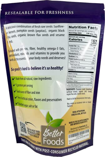 BetterFoods Uncooked Superfoods 5 Seeds Combine | Nutrient-Dense, Vegan, Non-GMO, Gluten & Soy ...