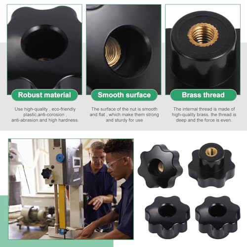 Snapklik.com : OCR 10Pcs 7 Star Through Hole Knob M8 Knurled Thread Clamping Knob