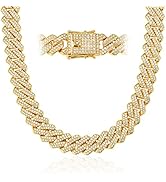 CBLKUS Mens Cuban Link Chain Miami Cuban Necklace 18K Gold Silver Chain ...