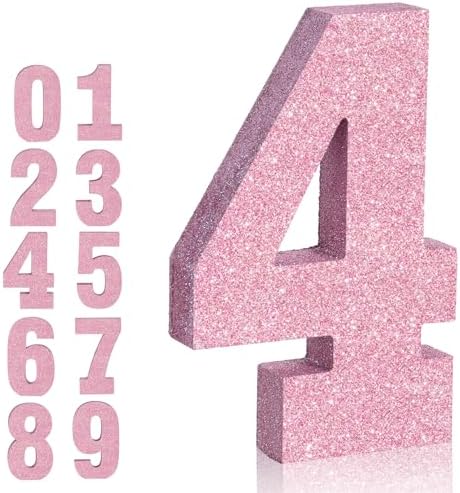 Amazon.com: TONIFUL 8 Inch Pink Glitter Number 4 Table Centerpiece 0-9 ...