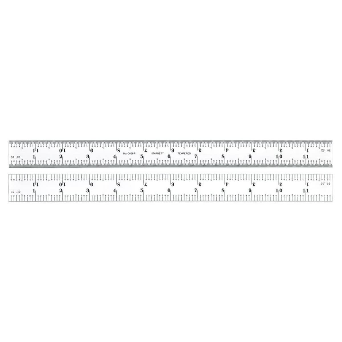 Starrett Spring Tempered Steel Rule with Satin Chrome Finish, Quick ...