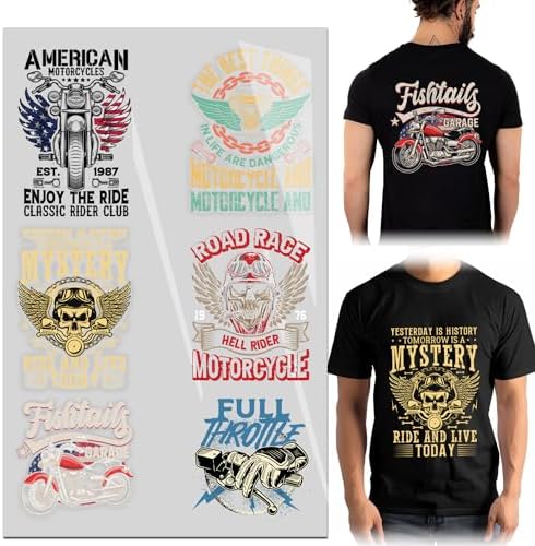 Amazon.com: 6PCS Motorbike Rider Design Iron On Transfer T-Shirt ...