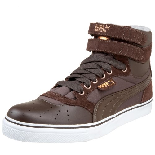 Buy PUMA Men's Sky High Vulc RLS High Sneaker,Chocolate/White/Brass,13 ...